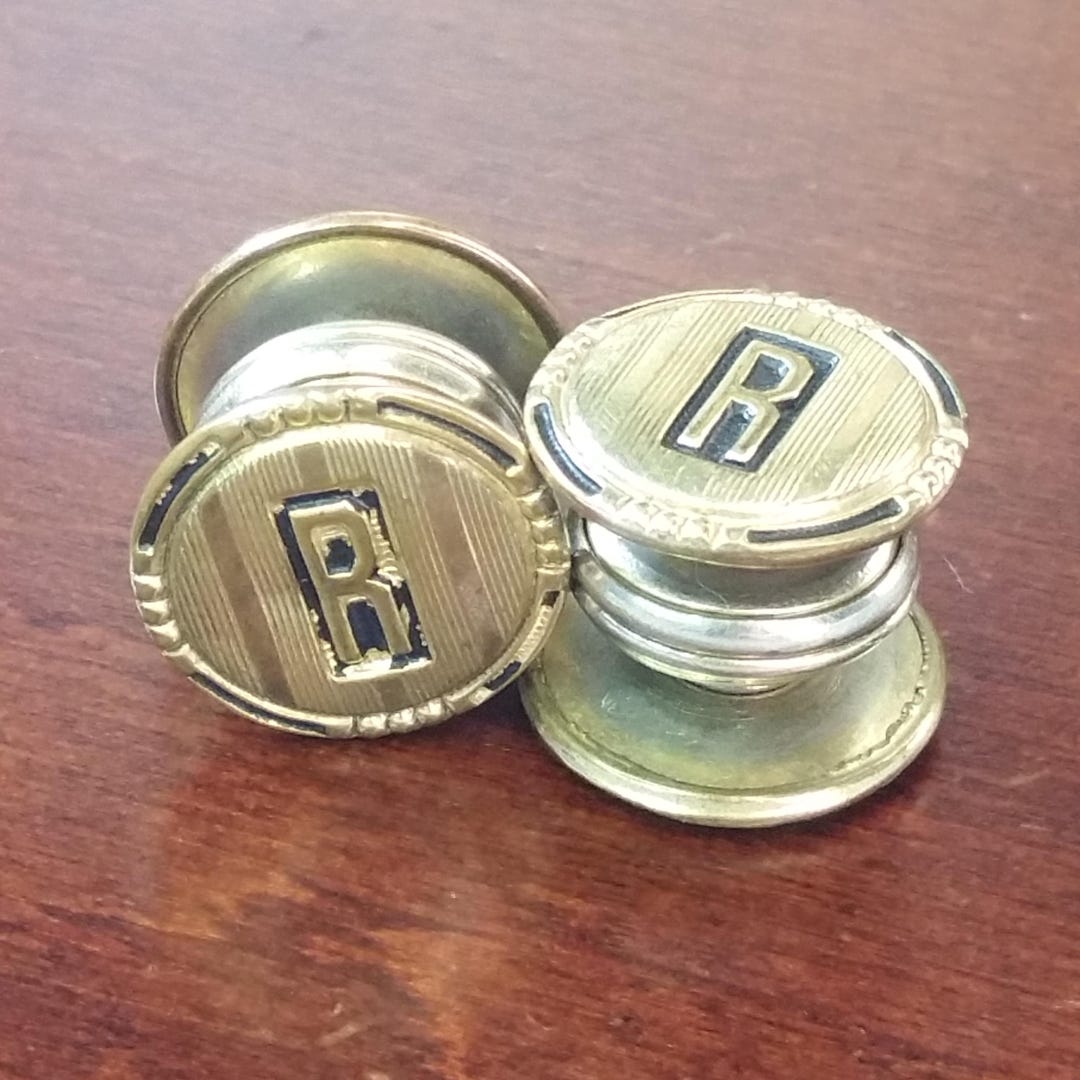 Vintage Snap Cufflinks, 1920's Art Deco Letter "r" Monogram Snap Links ...