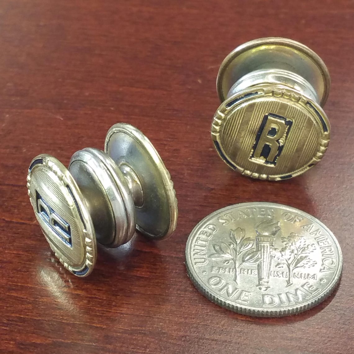 Vintage Snap Cufflinks, 1920's Art Deco Letter "r" Monogram Snap Links ...