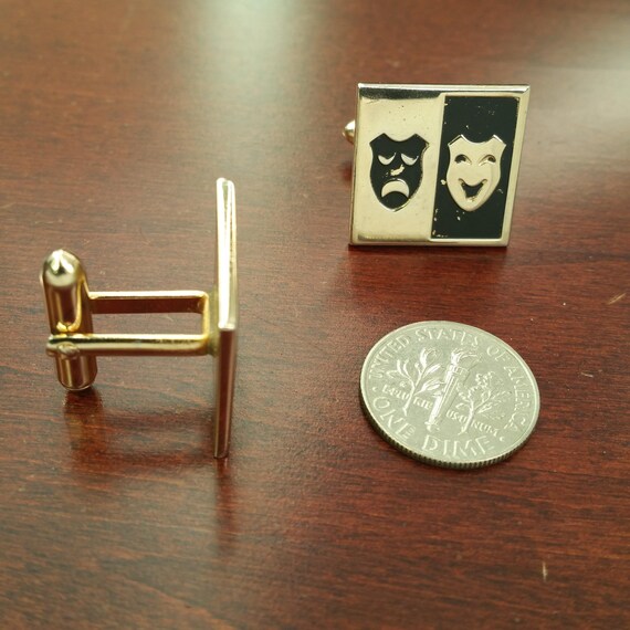 Vintage Comedy Tragedy Mask Cufflinks, 1960's Swank, … - Gem