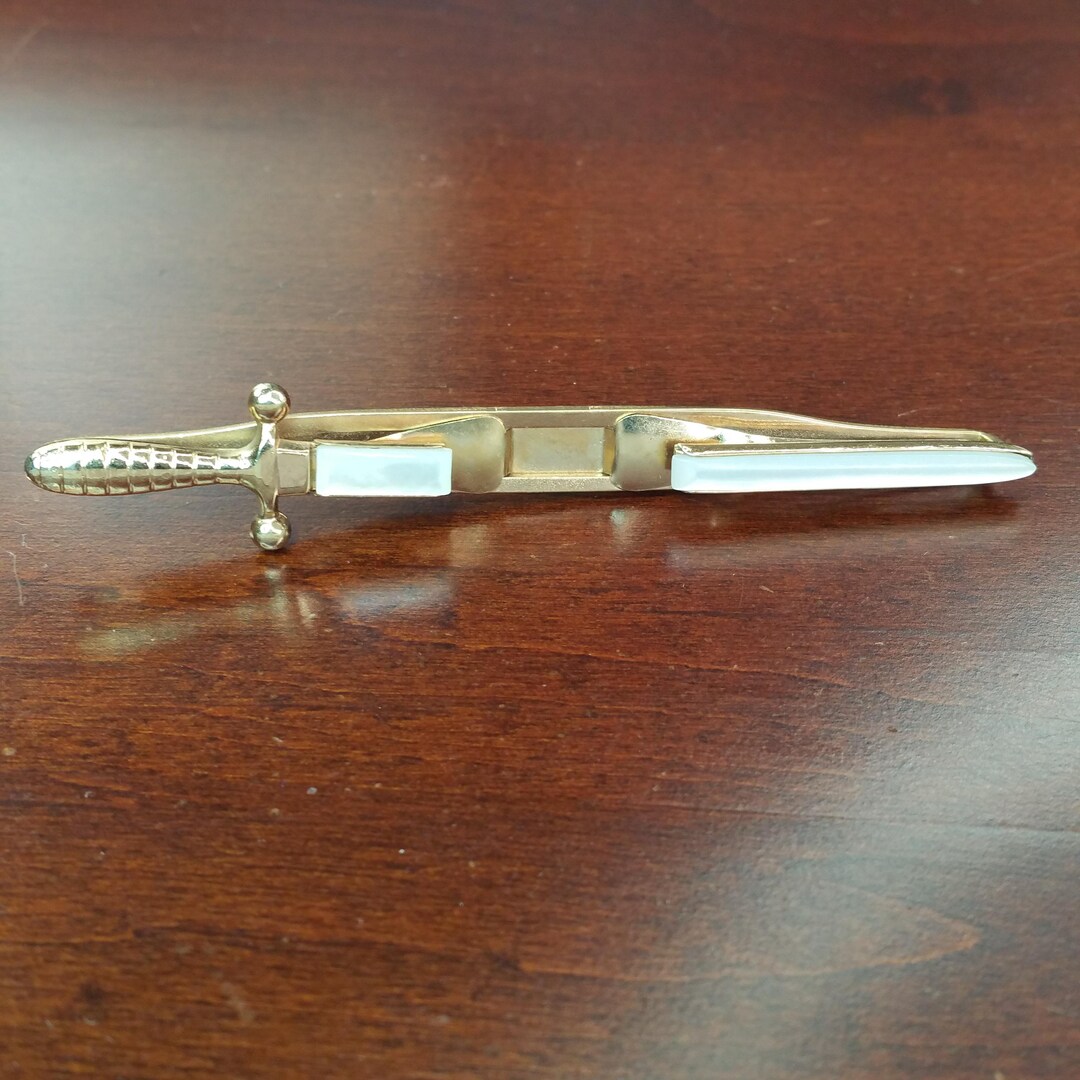 Vintage Sword Tie Bar, 1940's Swank Brass Saber Tie Clip, Mother of ...