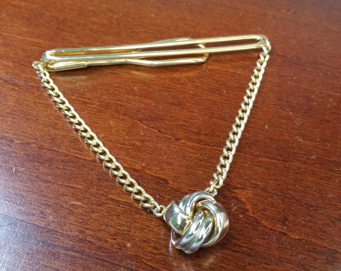 Vintage Love Knot Tie Chain, 1940's 1950s Swank Tie Accessory, Two Tone ...