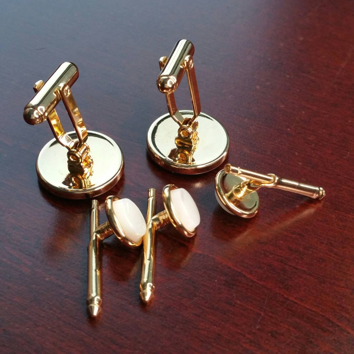 Vintage Mother of Pearl Tuxedo Cufflinks & Studs 5 Piece Tux - Etsy