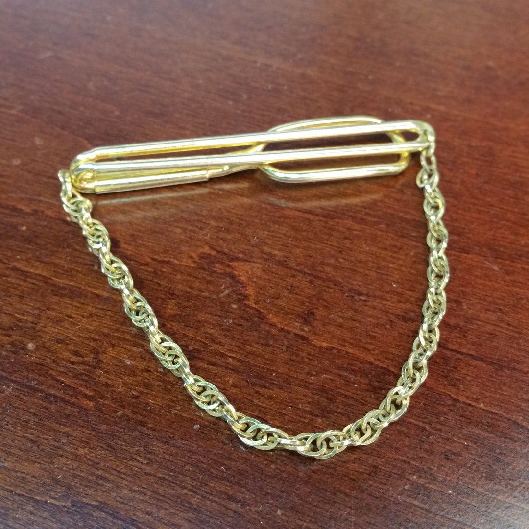 Vintage Tie Chain, 1930's Swank Art Deco Gold Tie Clip With Chain ...