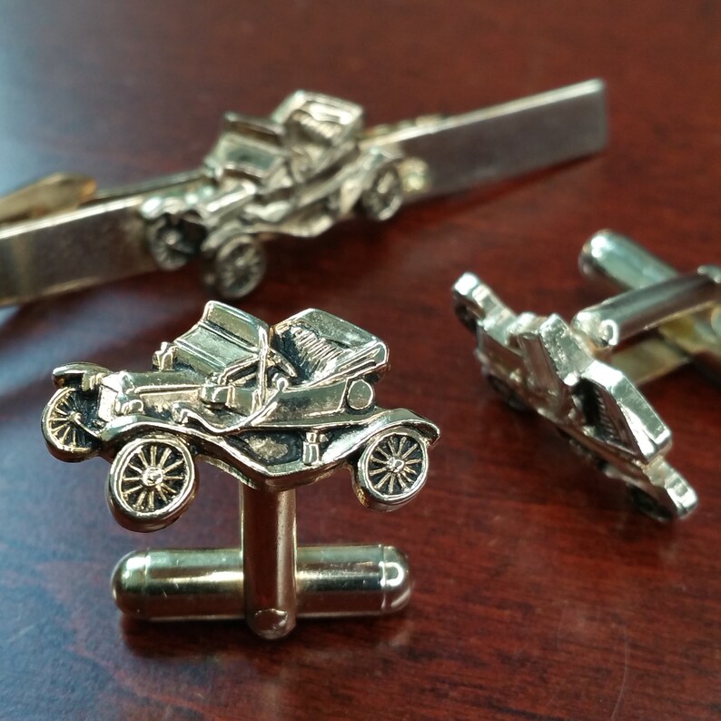 Vintage Classic Car Cufflinks & Tie Clip, Ford Model T Car, 3 Piece Set ...