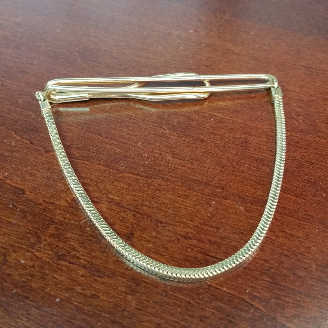 Vintage Tie Chain 1930's Swank Gold Tie Bar With Chain, Elegant Men's ...