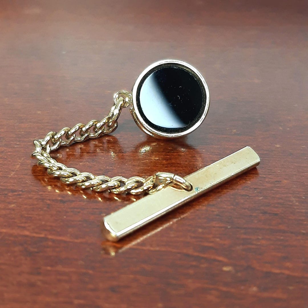 Vintage Onyx Tie Tack, Black Stone Tie Pin, Minimalist Men's Jewelry ...