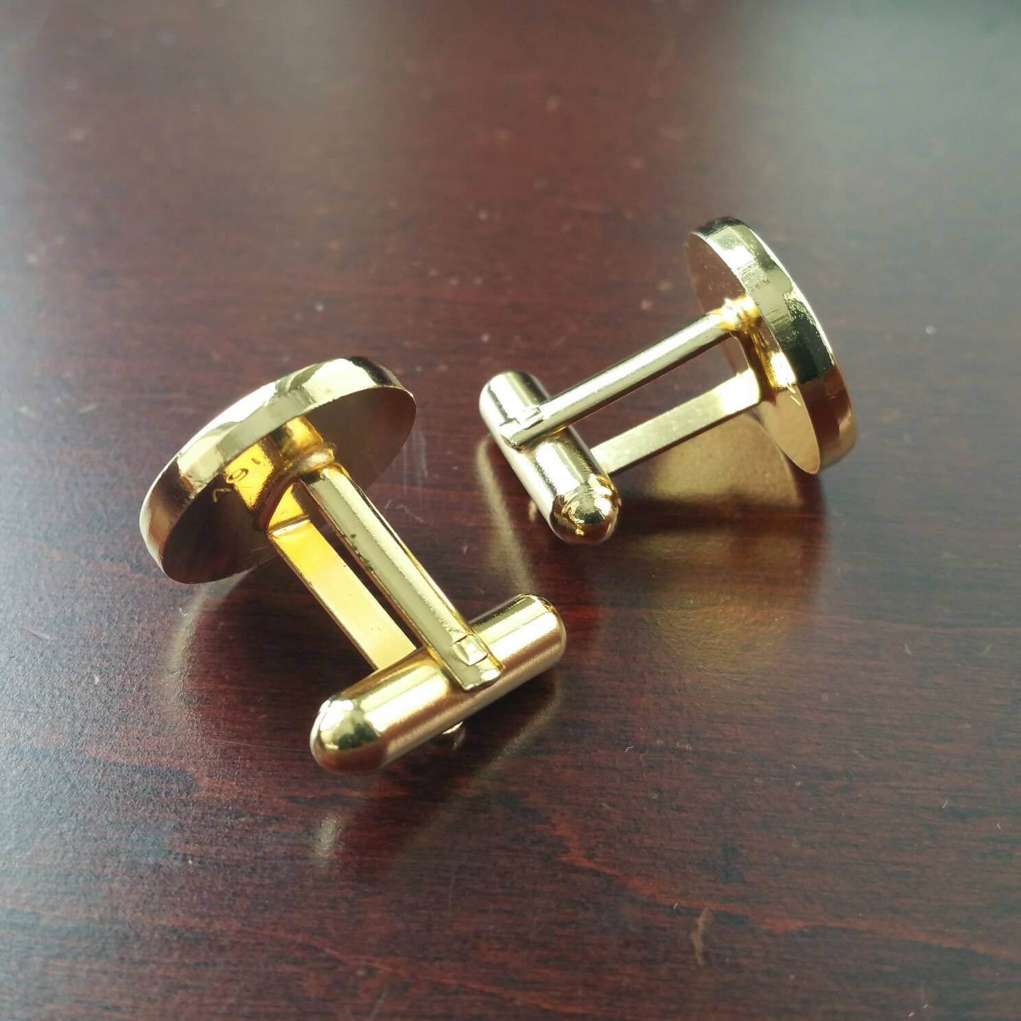 Vintage Gold Military Cufflinks, 1960's Simple Round Concave Cuff Link ...