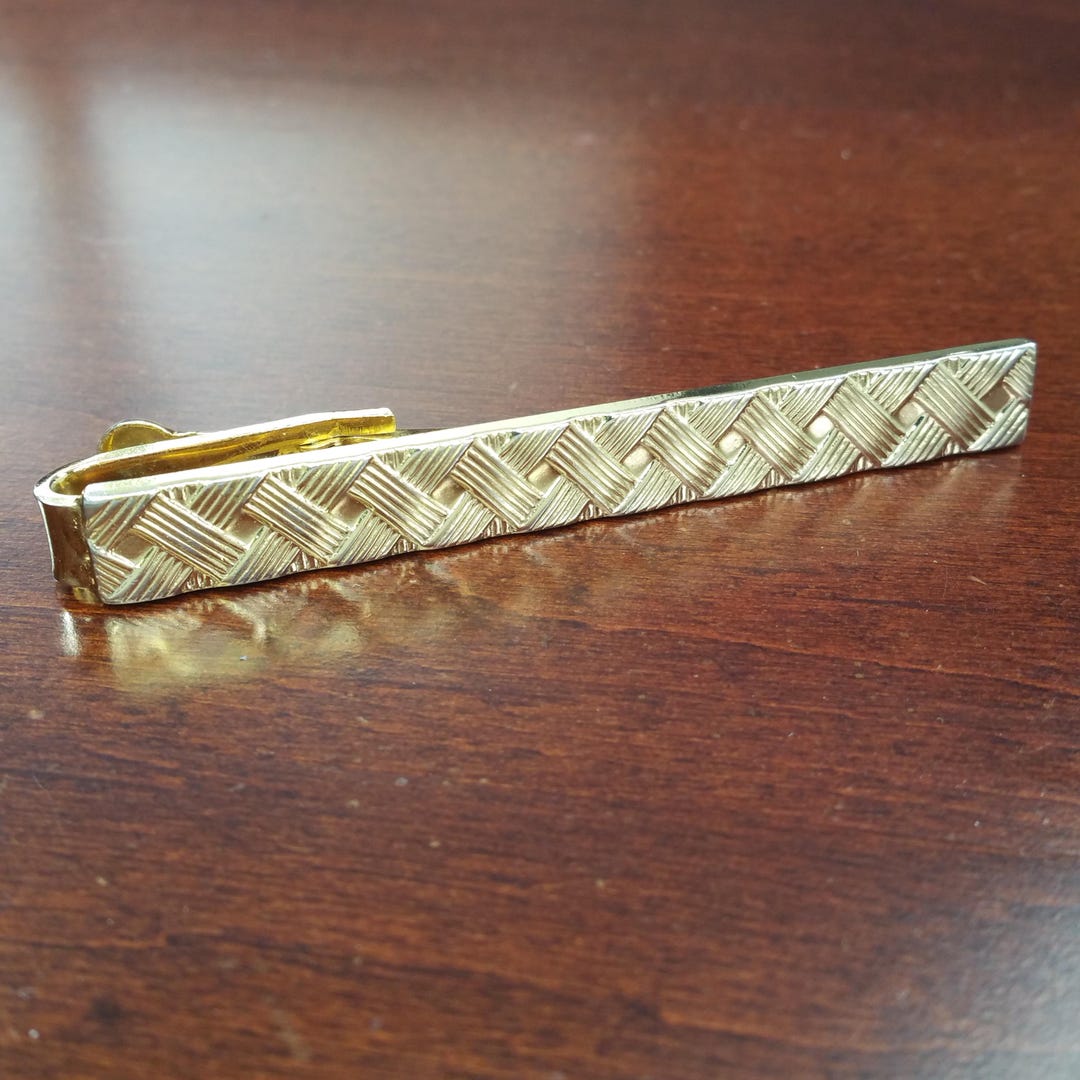 Vintage Tie Clip, 1950's Pioneer Fabric Braid Design, Chunky Tie Bar ...