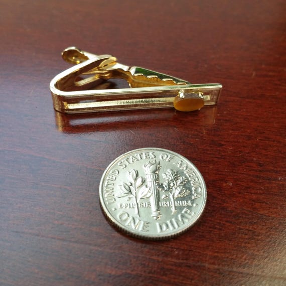 1960's Vintage Tigerseye Tie Clip, 1.3" Tie Accessory… - Gem