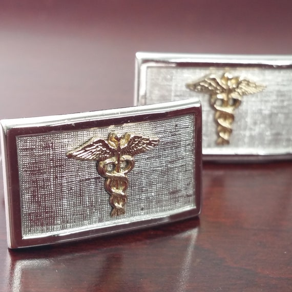 Vintage Doctor Cufflinks, Caduceus Symbol, Medical Th… - Gem