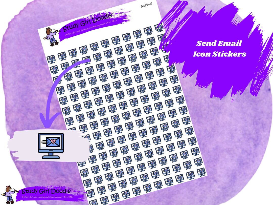 Send Email Icon Stickers Erin Condren-plum Planner Kikki K Happy ...