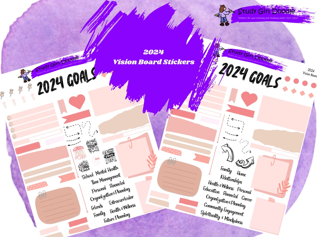 2024 Vision Board Stickers Journaling Stickers Goal Setting Stickers ...