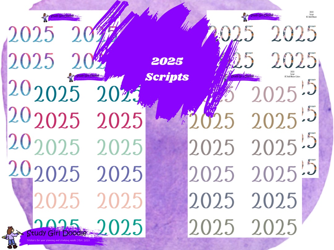 Erin Condren 2025 Script Planner Stickers, Bold Bloom & Evolving Waves ...