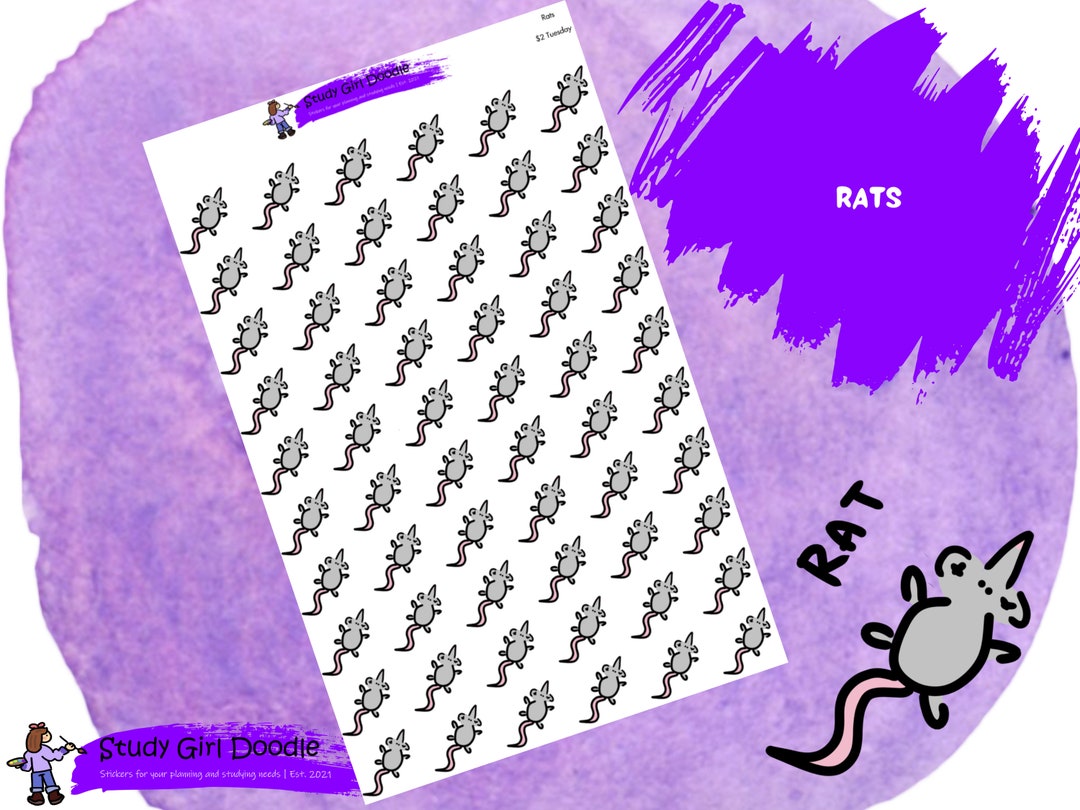 Tiny Rat Decals .5 Digital Hand-drawn Sticker Sheet, 60 Count, Great ...