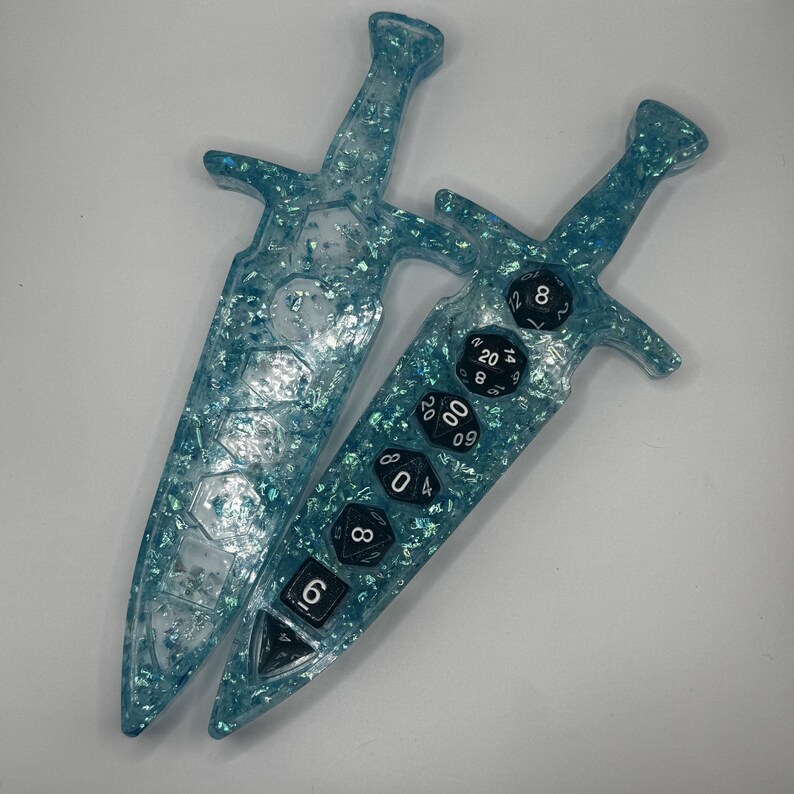 Handmade Resin Sword Dice Holder With Free Matching Dice Set - One-of-a ...