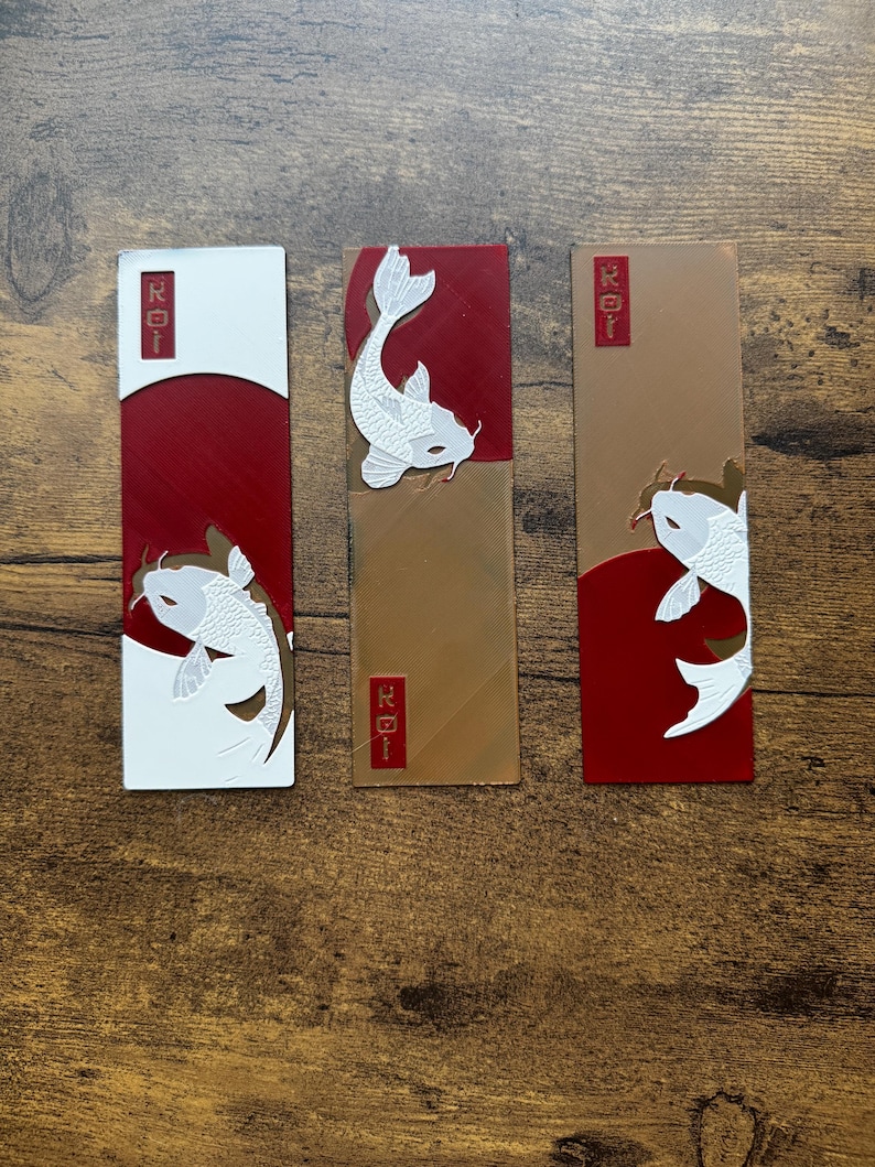 Koi Fish Bookmark Set – Elegant Trio of 3D Printed Bookmarks With ...