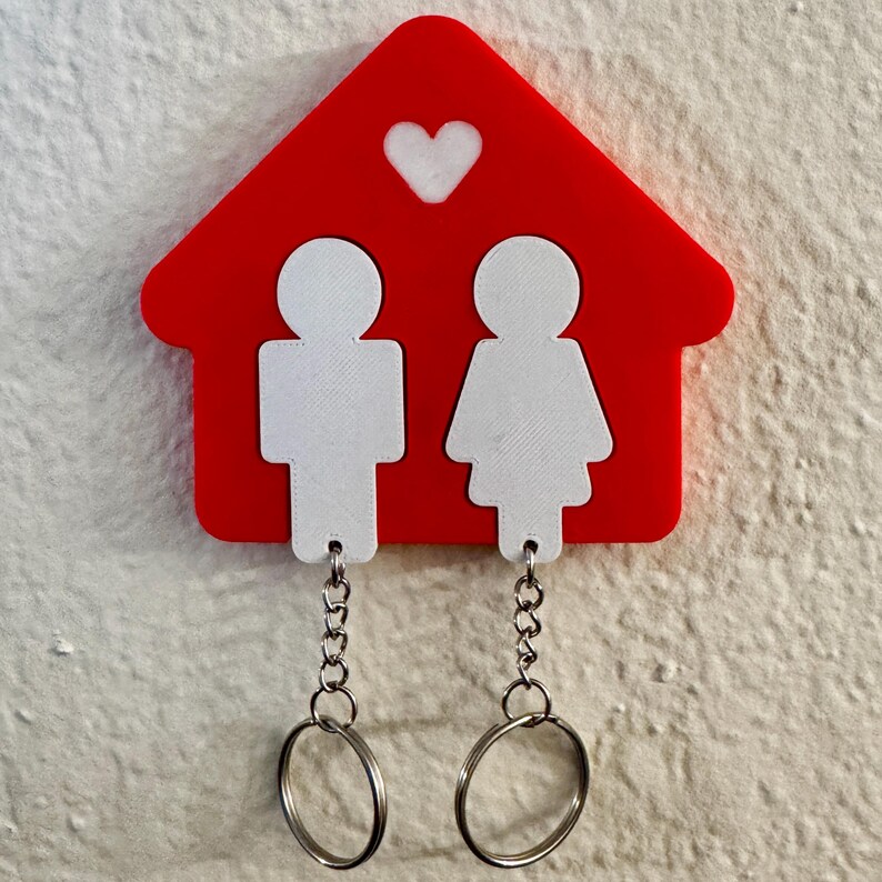 3D Printed Wall-mounted Key Holder for Couples - Valentine’s Day ...