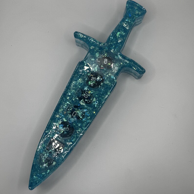Handmade Resin Sword Dice Holder With Free Matching Dice Set - One-of-a ...