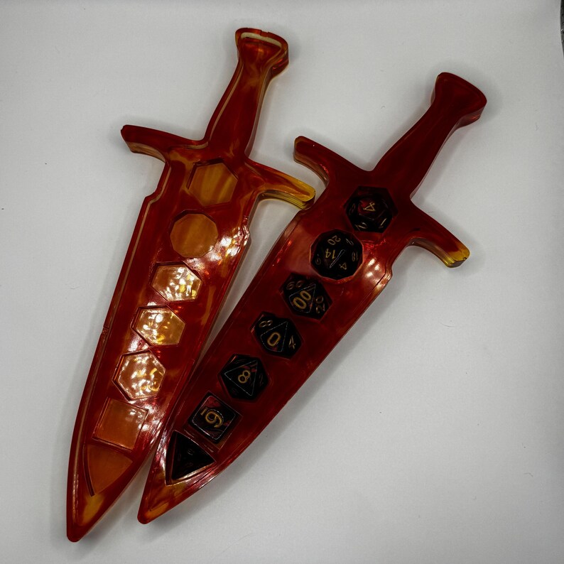 Handmade Resin Sword Dice Holder With Free Matching Dice Set - One-of-a ...