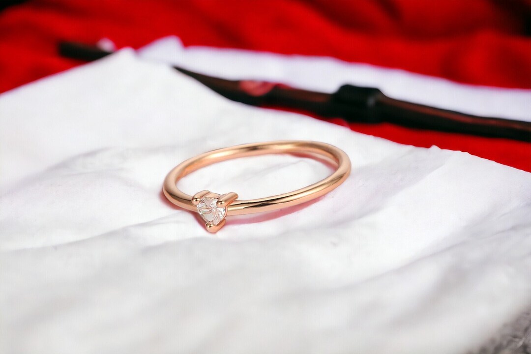 Dainty Gold Ring 925 Silver Heart Shape Skinny Stacking Ring Slim Ring ...