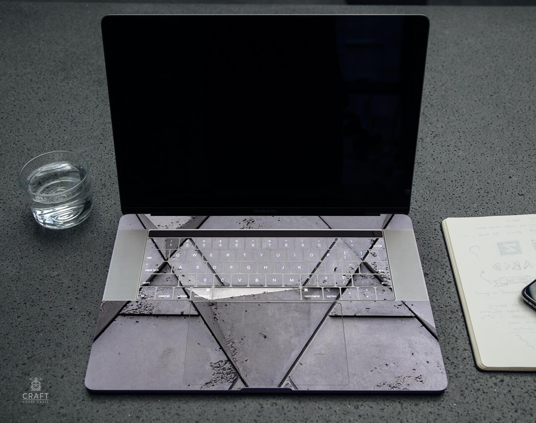 Concrete Geometry MacBook Skin | Minimal Industrial Laptop Wrap ...