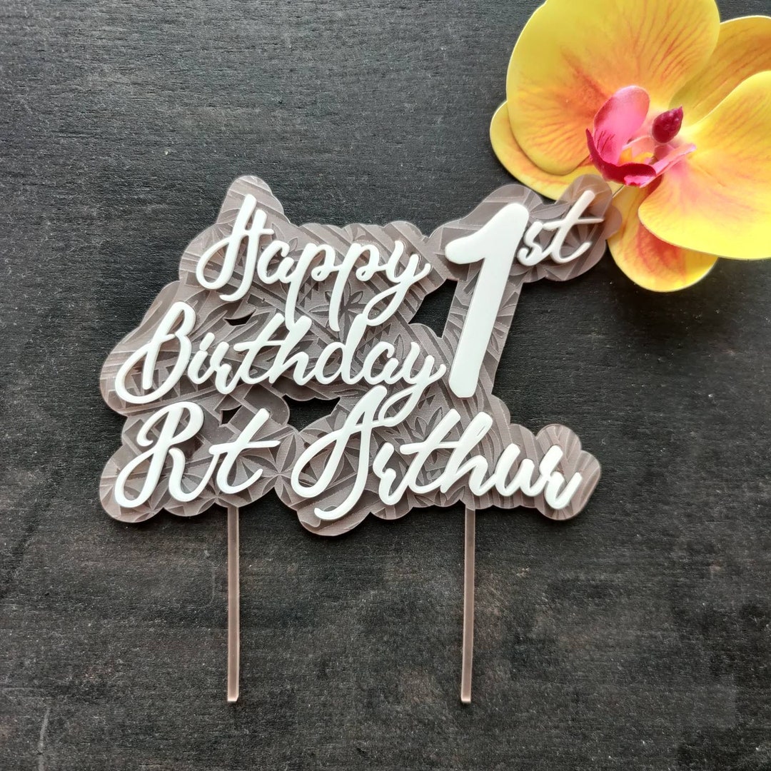 Double Layered Acrylic Personalized Cake Toppers - Etsy