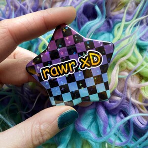 Rawr Xd Cringe but Free Star Holographic 2.5 Inches Badge - Etsy