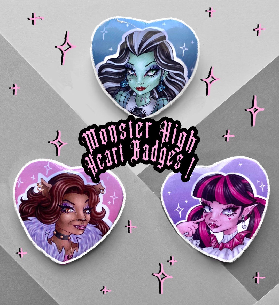 Monster High 55mm Pin Back Haert Badges ! - Etsy