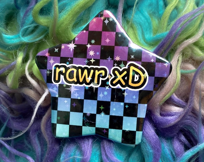 Rawr Xd Cringe but Free Star Holographic 2.5 Inches Badge - Etsy