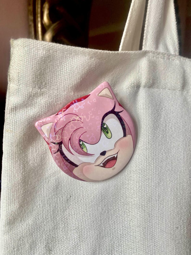 Amy Rose the Hedgehog Heart Holographic Pin Badge - Etsy