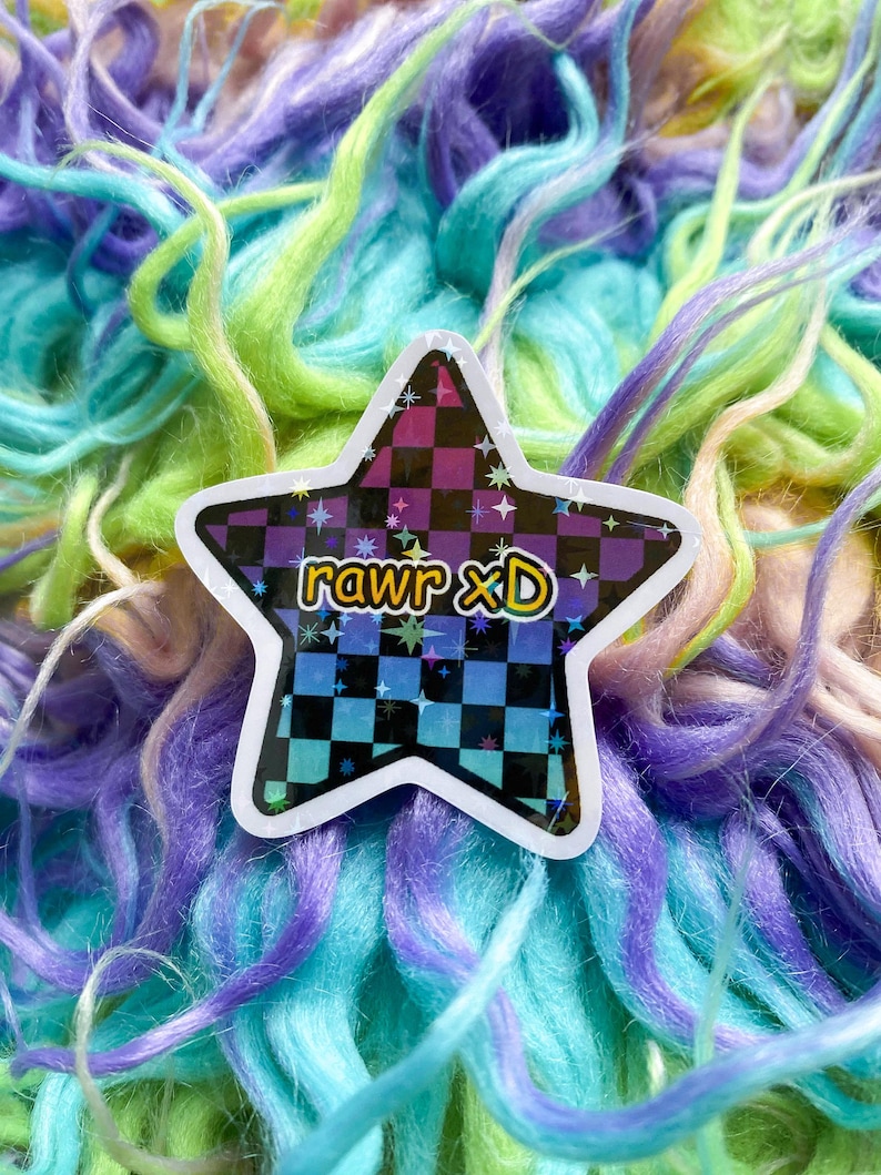 Rawr Xd Cringe but Free Star Holographic 2 Inches Sticker - Etsy
