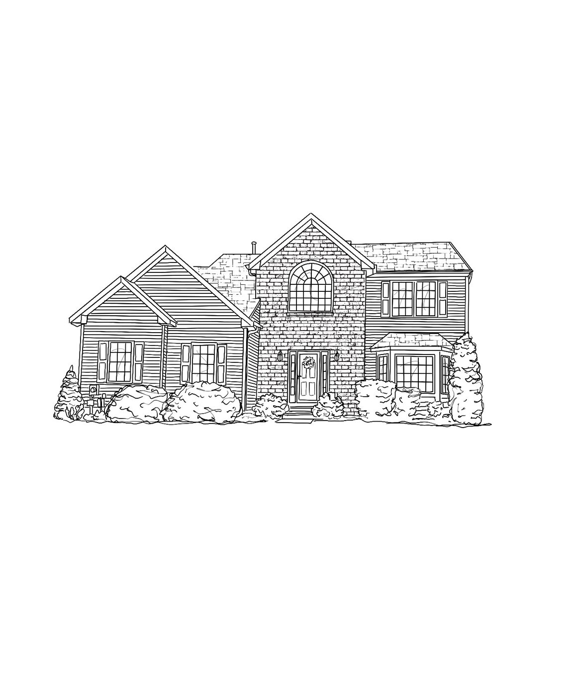 Digital Download - Customizable House Drawing, Digitally Hand-drawn ...