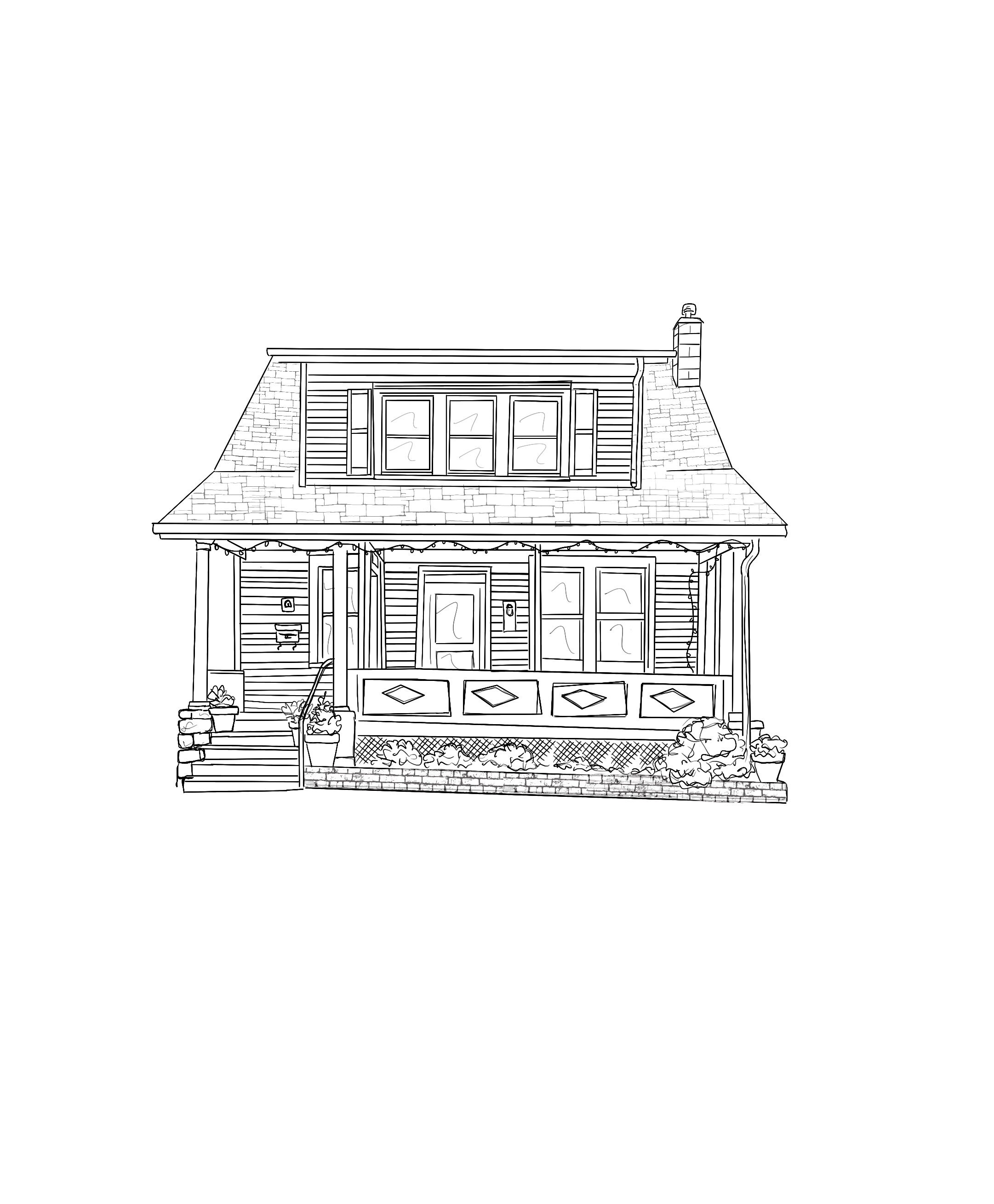 Digital Download - Customizable House Drawing, Digitally Hand-drawn ...