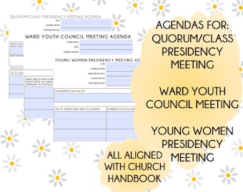 Editable LDS Youth Agendas for Youth Council and Presidency Meeting ...