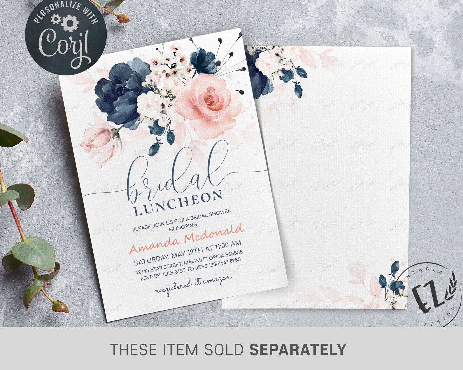 Wedding Menu Template Navy Blue and Blush Pink Floral Menu - Etsy