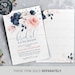 Navy Blue and Blush Pink Floral Wedding Welcome Sign Template, Floral ...