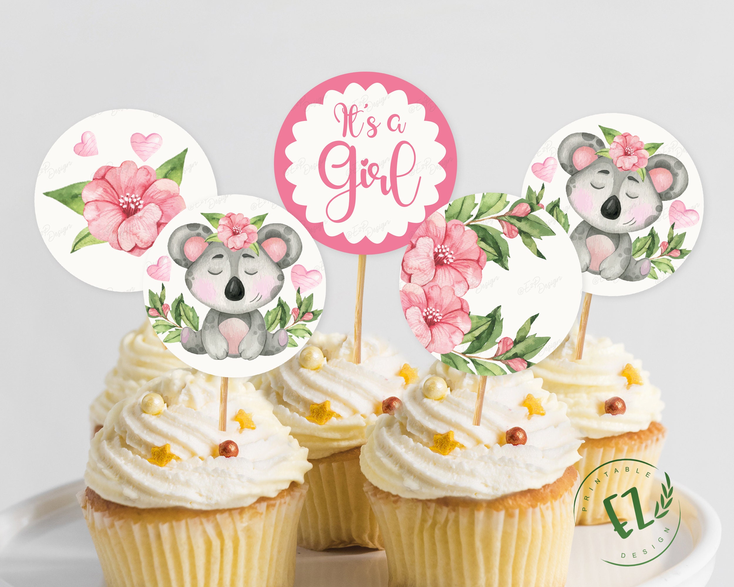 Koala Cake Toppers, It's a Girl Baby Shower, Animals Cake Topper ...