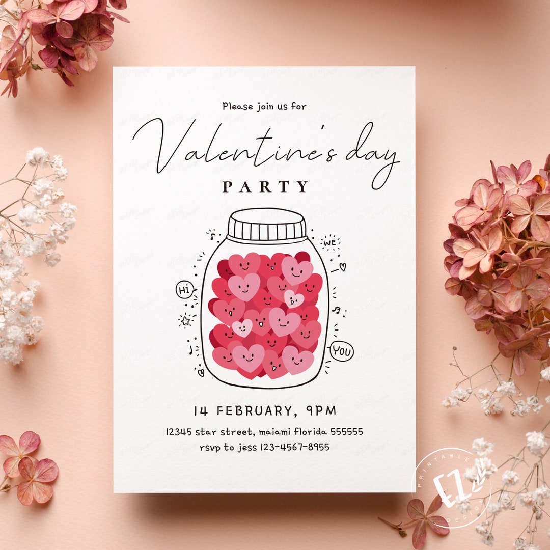 Valentine's Day Party Invitation, Sweetheart Candy Invitation, Editable ...