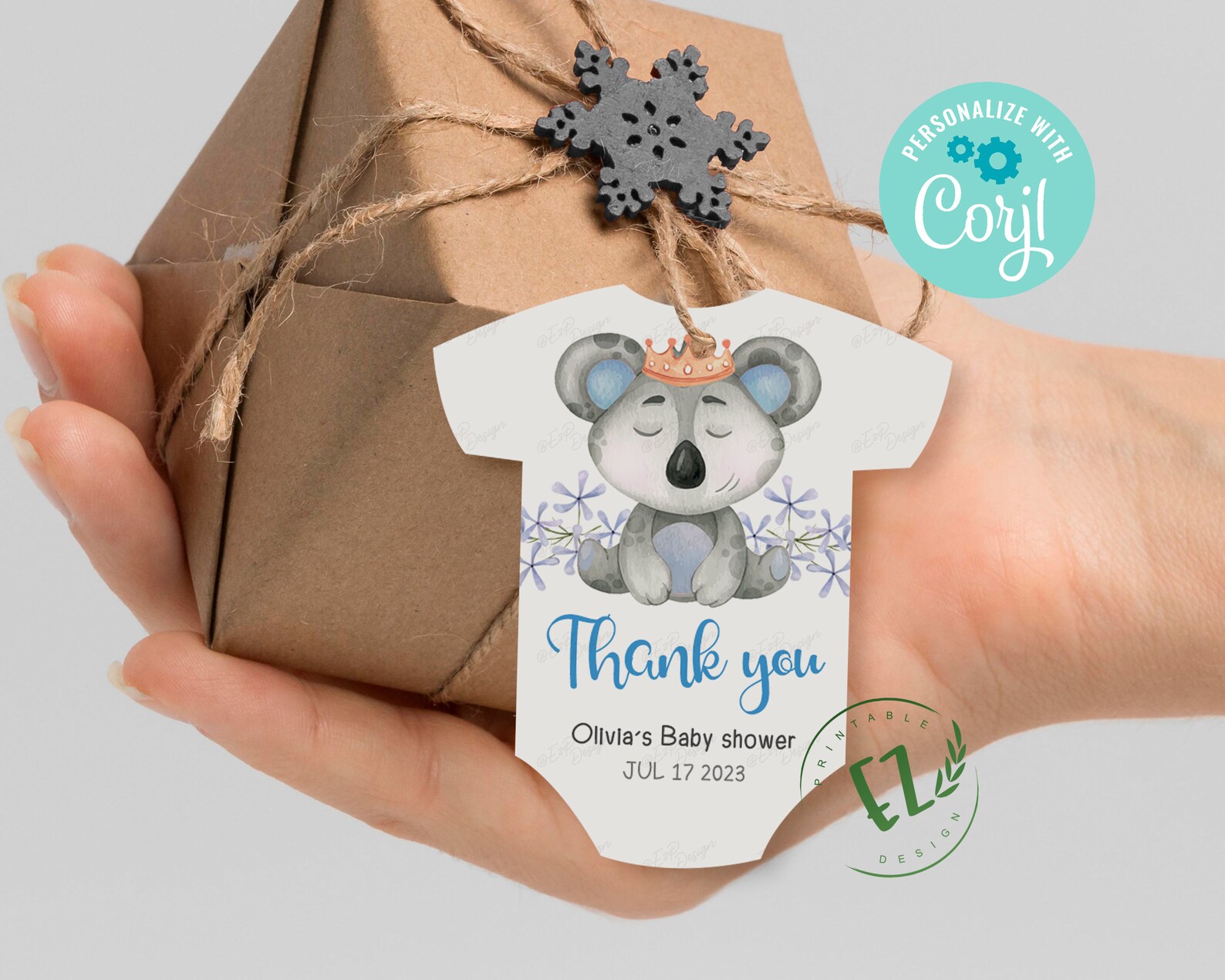 Koala Baby Shower Favor Tags Boy Thank You Tags Editable - Etsy