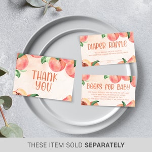 Sweet Little Peach Daiper Raffle Card and Books for Baby Card, Baby ...