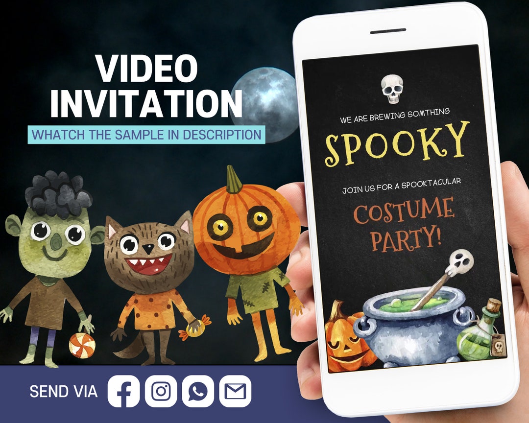 Spooky Halloween Invitation, Halloween Birthday Invitatiion, Animated ...