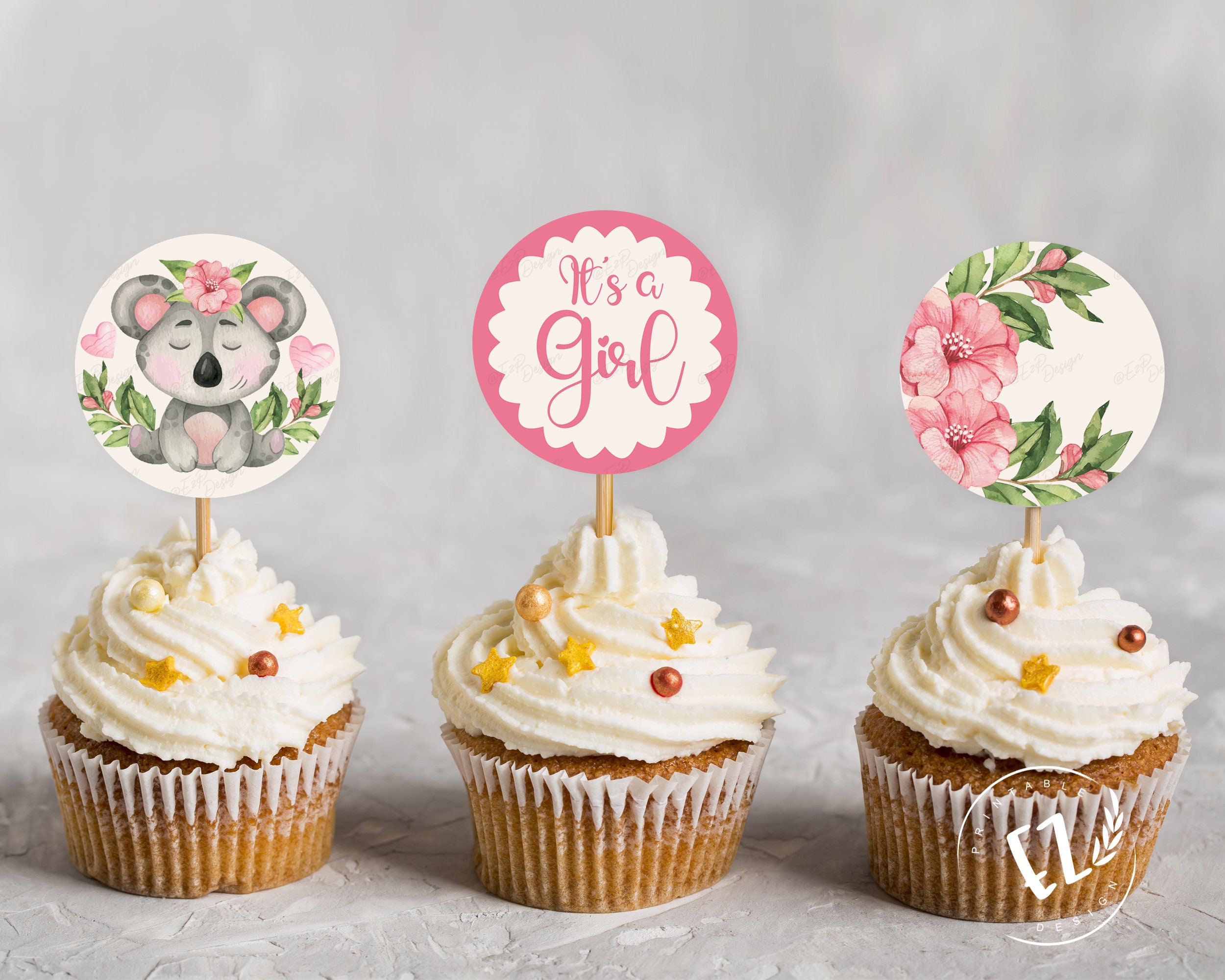 Koala Cake Toppers, It's a Girl Baby Shower, Animals Cake Topper ...