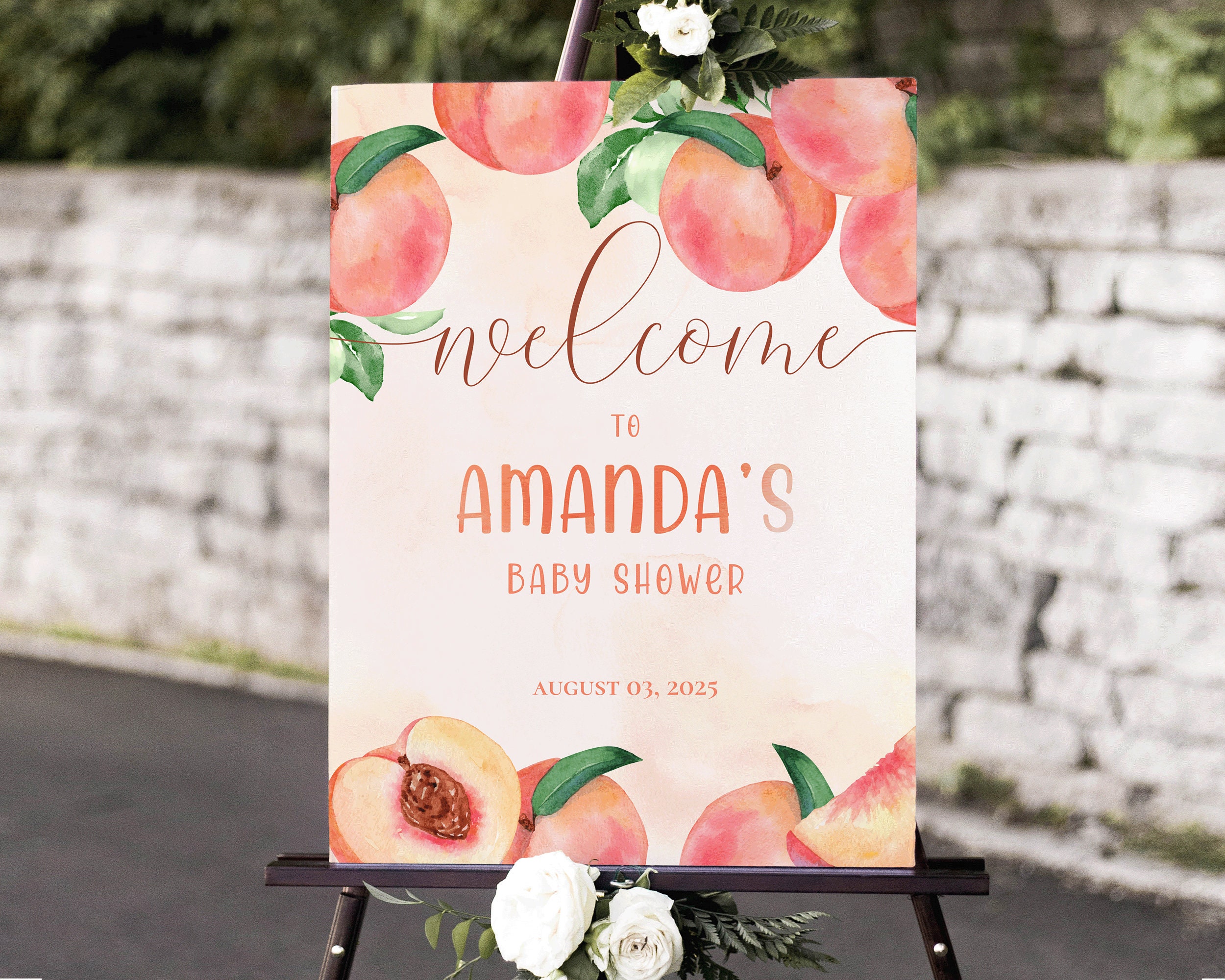Peach Welcome Sign, Baby Shower Welcome Sign, Editable Template - Etsy