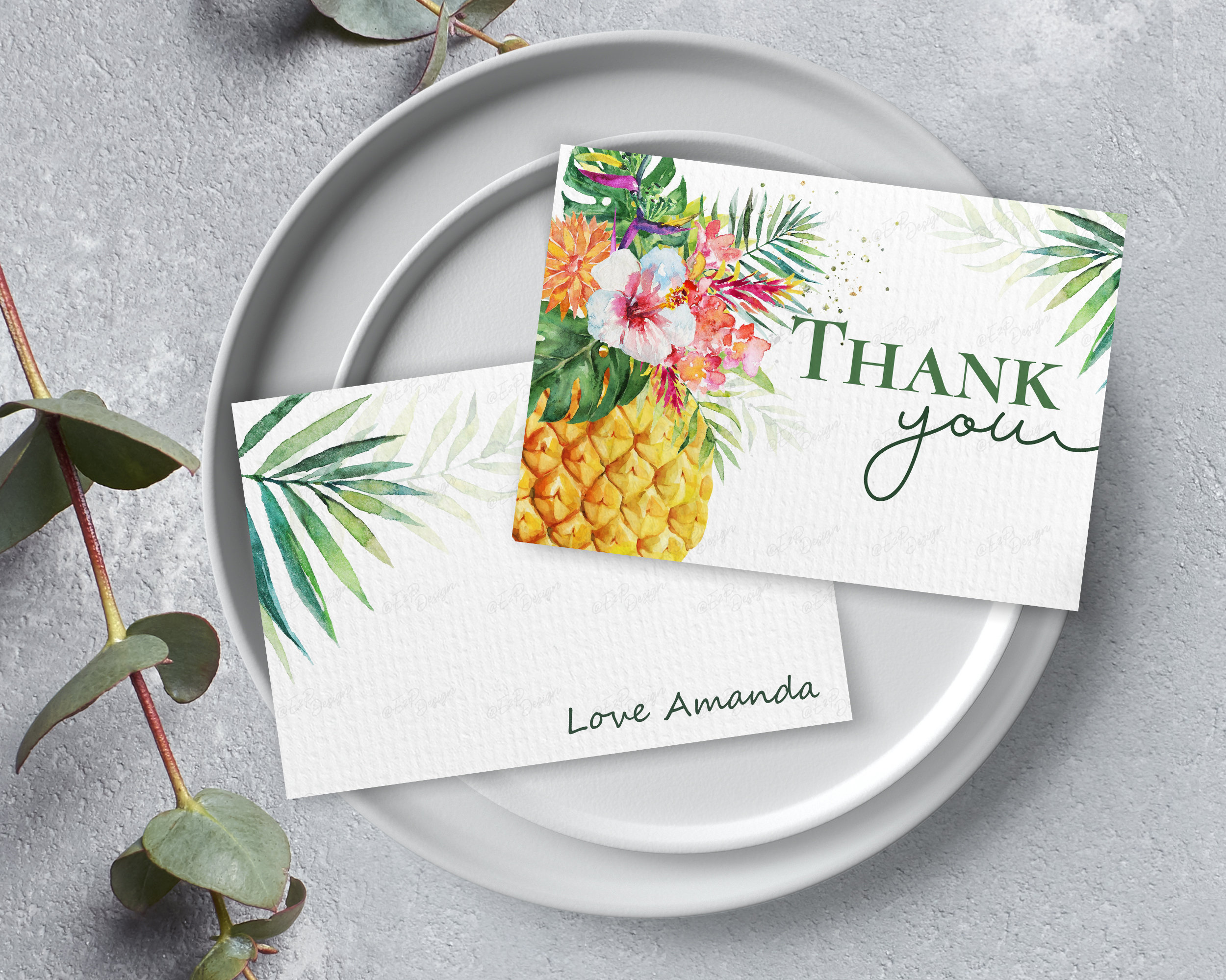 Pineapple Thank You Card Printable Thank You Card editable | Etsy