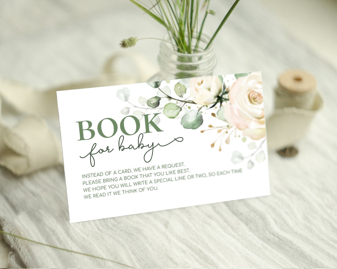 Greenery Book for Baby, Baby Shower Request Card, Editable Template - Etsy