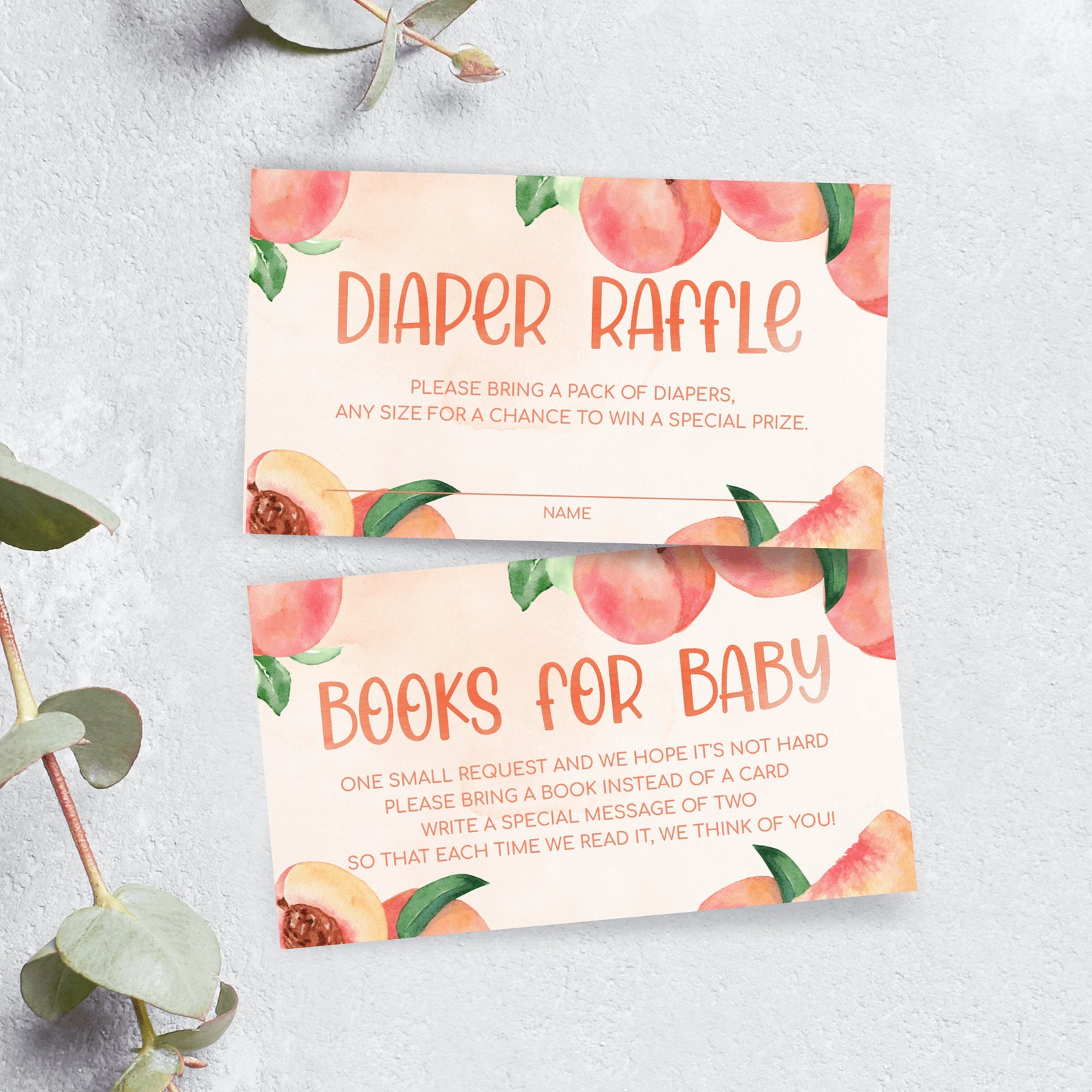 Sweet Little Peach Daiper Raffle Card and Books for Baby Card, Baby ...