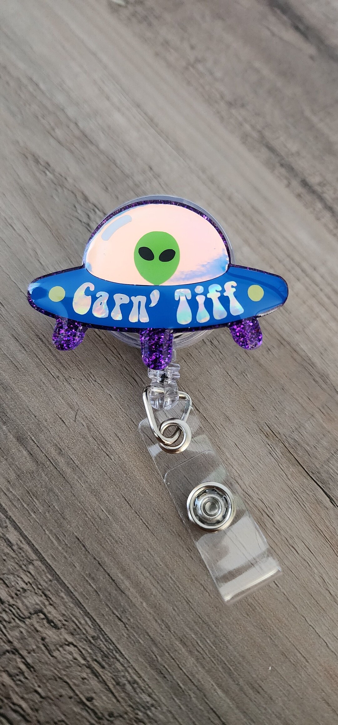 UFO Badge Holder, Alien Badge, Glitter Badge,cute Badge Holder, ID ...