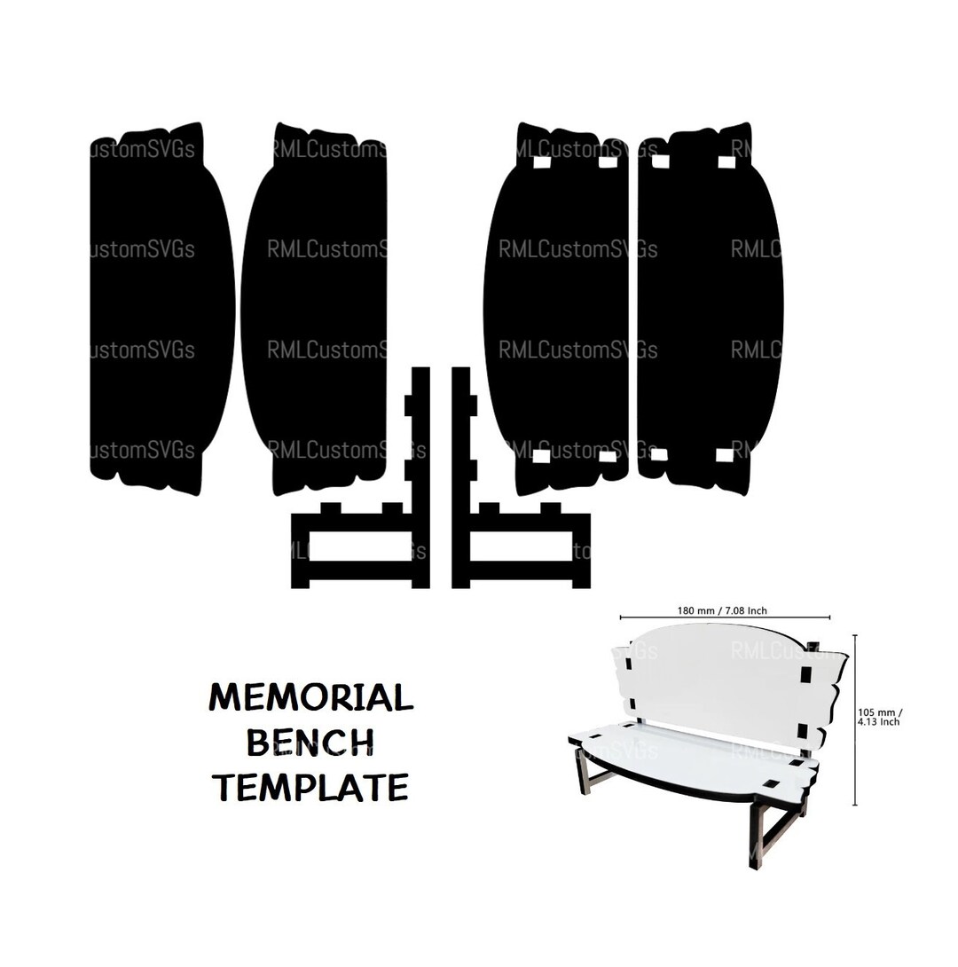 Memorial Bench Sublimation 7 Inch Template SVG - Etsy
