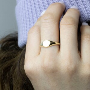 10K Solid Gold Signet Ring , Personalized Signet Ring , Engraved Ring ...