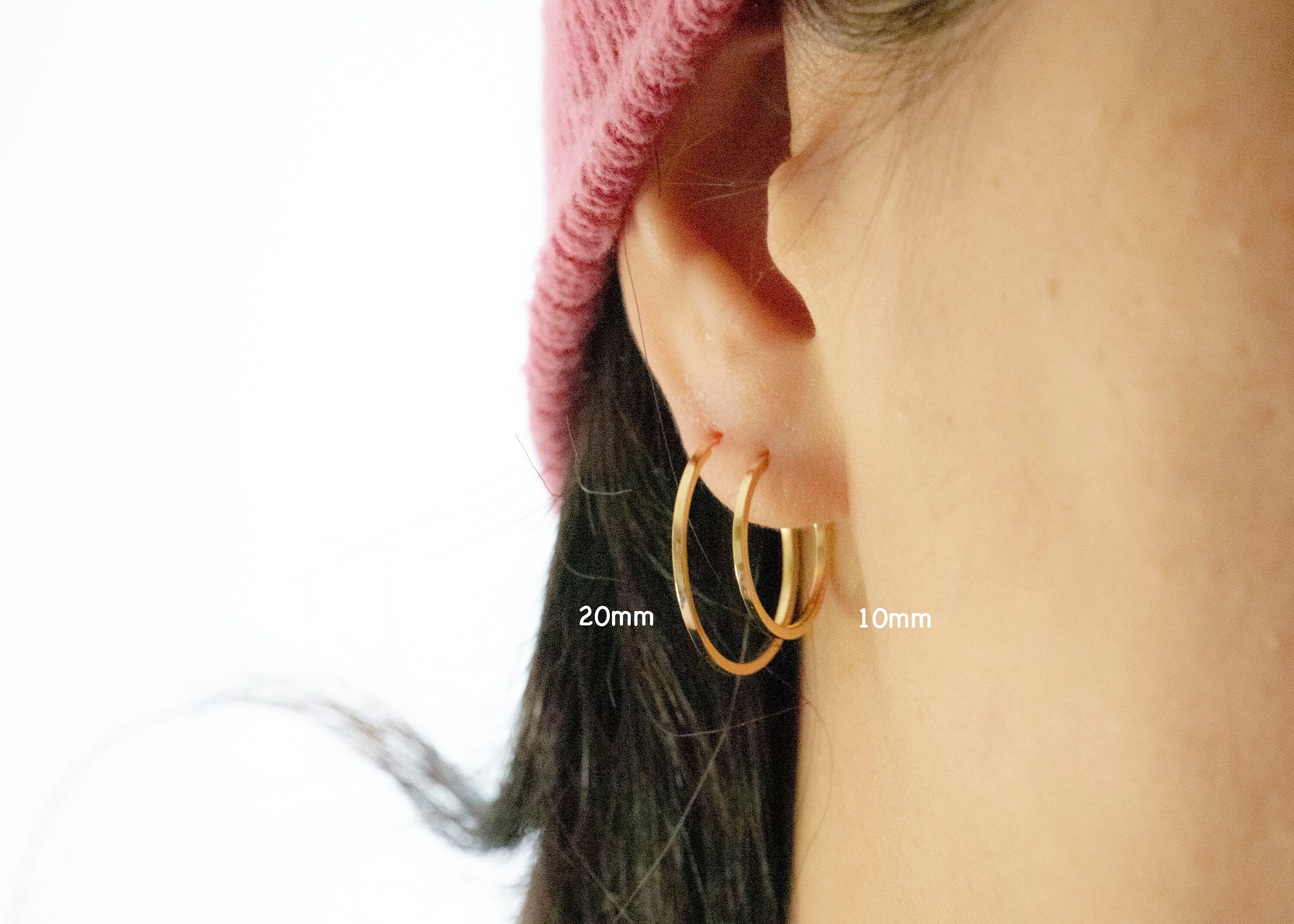 10K Solid Gold Square Tube Hoop Earrings / Minimalist / | Etsy